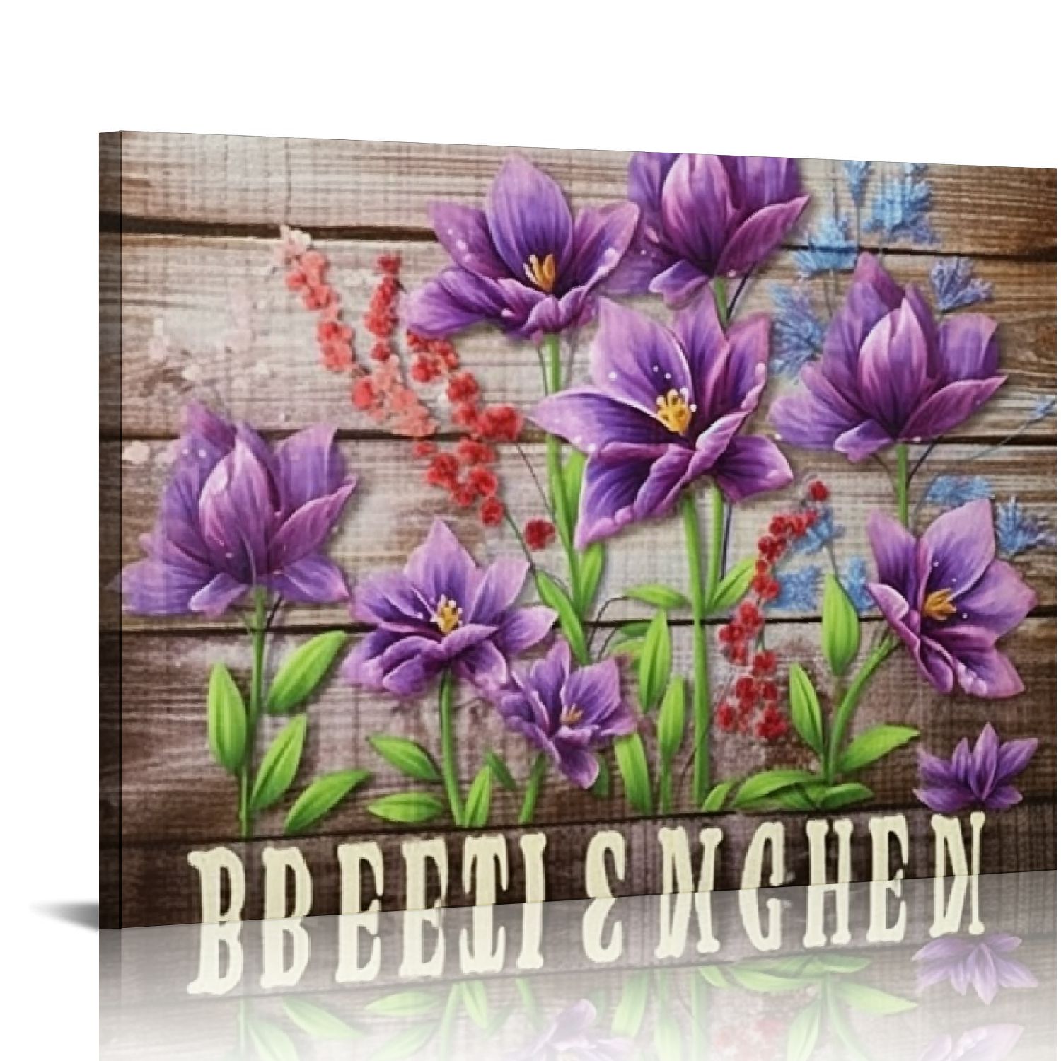Nawypu Farmhouse Purple Tulips Floral Bathroom Decor Wall Art Rustic ...
