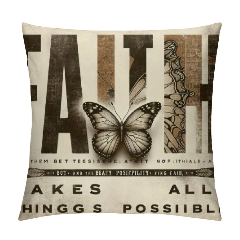 TIAOTIAOHOU Farmhouse Believe Dreams Faith Love Throw Pillow Covers, Inspirational Butterfly ...