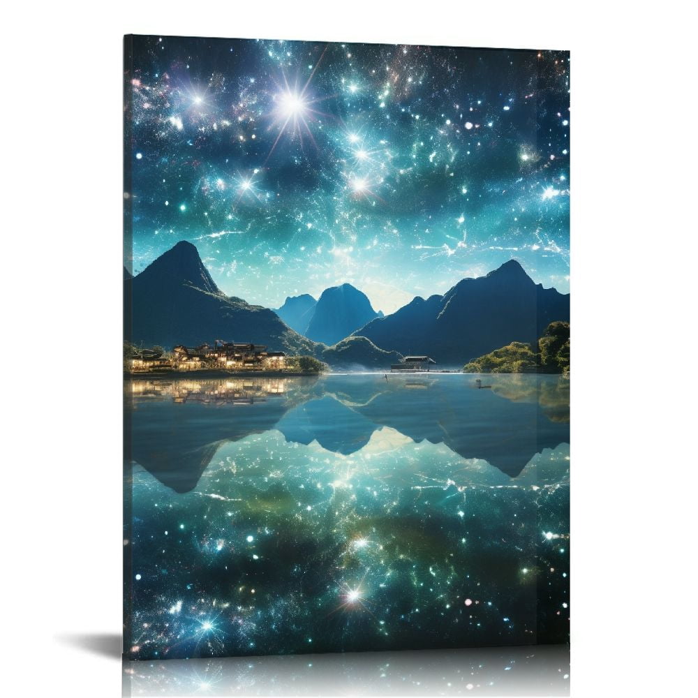 Nawypu Fine Art Prints Dark Night Sky Falling Stars Artistic Framed ...