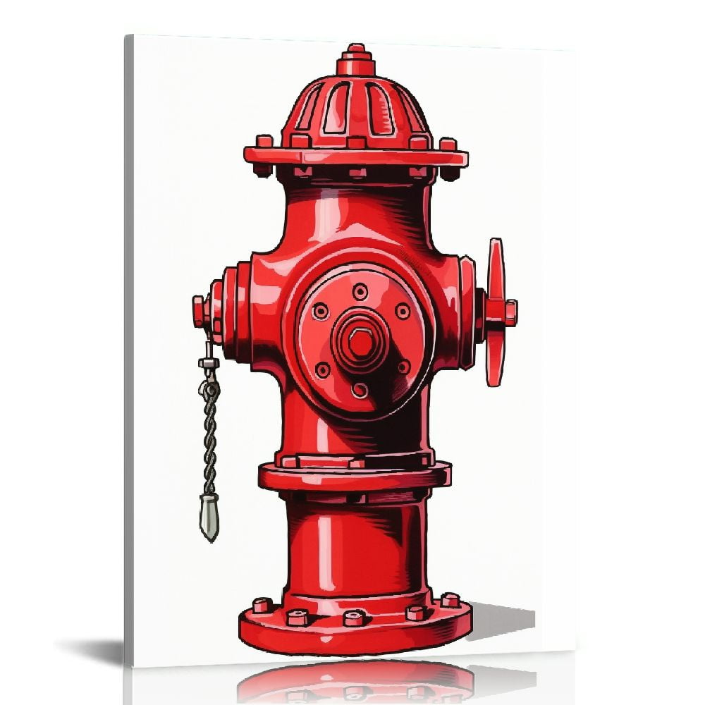 WERPE Fire Hydrant Wall Decal Kids Childrens Room Peel Stick Movable ...