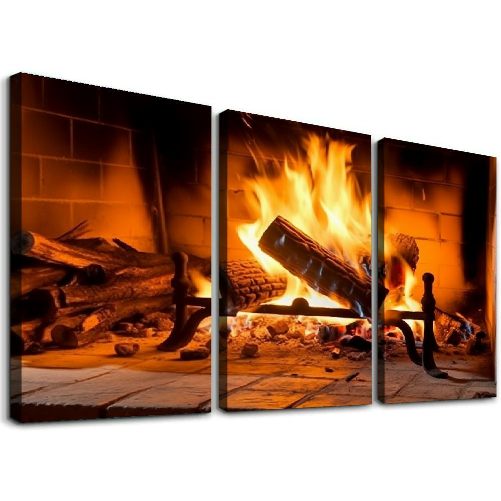 Nawypu Fire in Fireplace Poster Print 12''x16''X3 Panels - Walmart.com