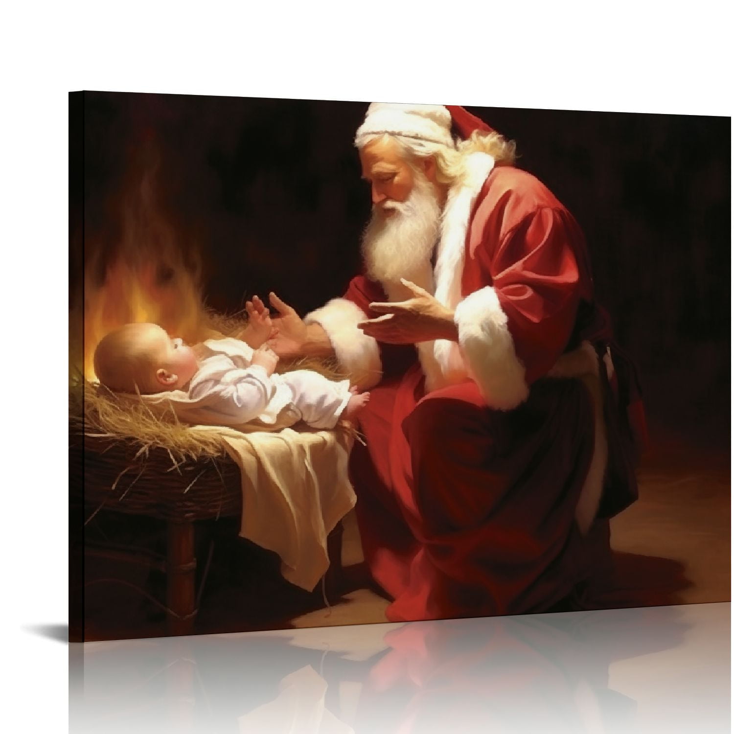 Nawypu First Christmas Santa Claus Praying To Baby Jesus Nativity ...
