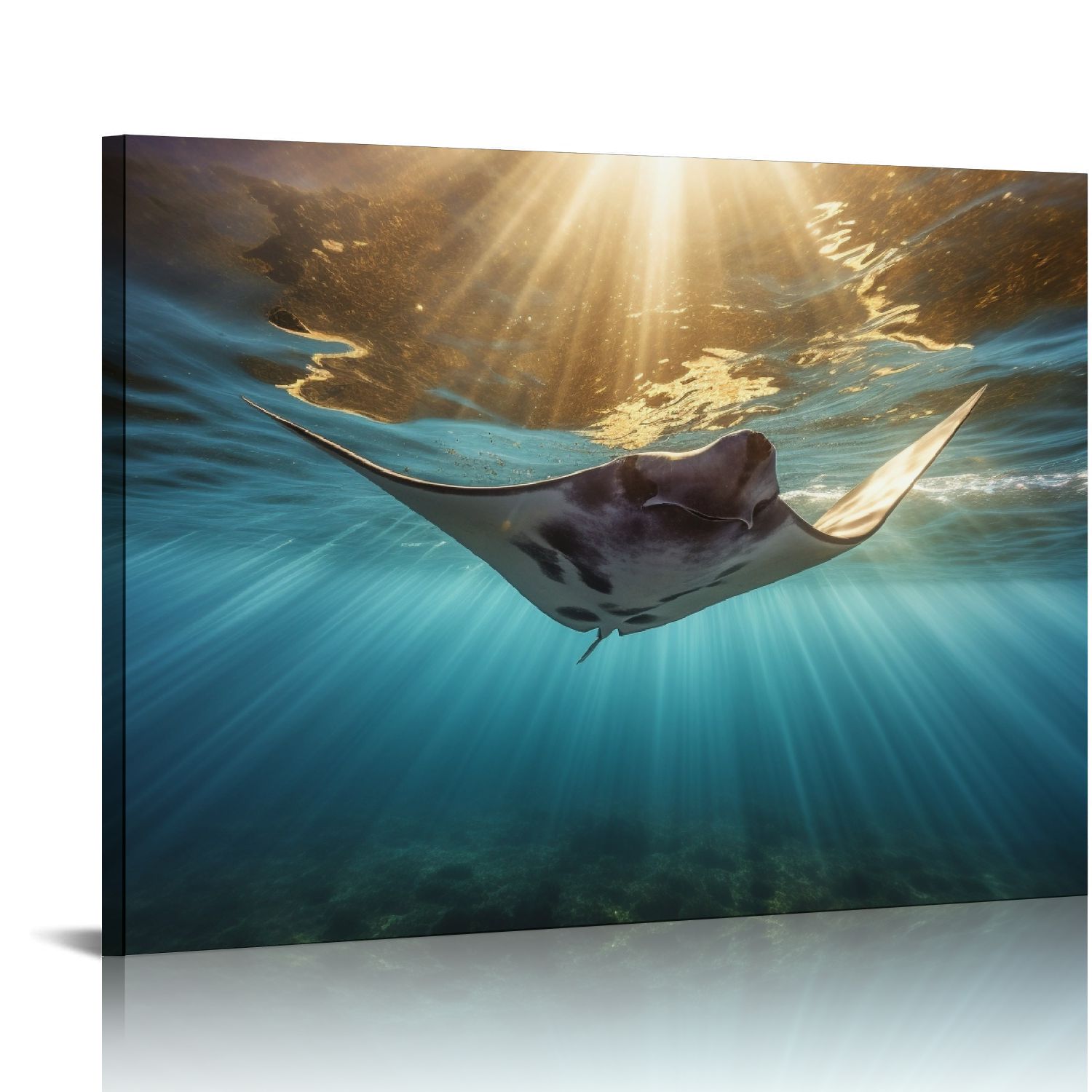 Nawypu Fish Canvas Wall Art Manta Ray Pictures Print Underwater Art ...