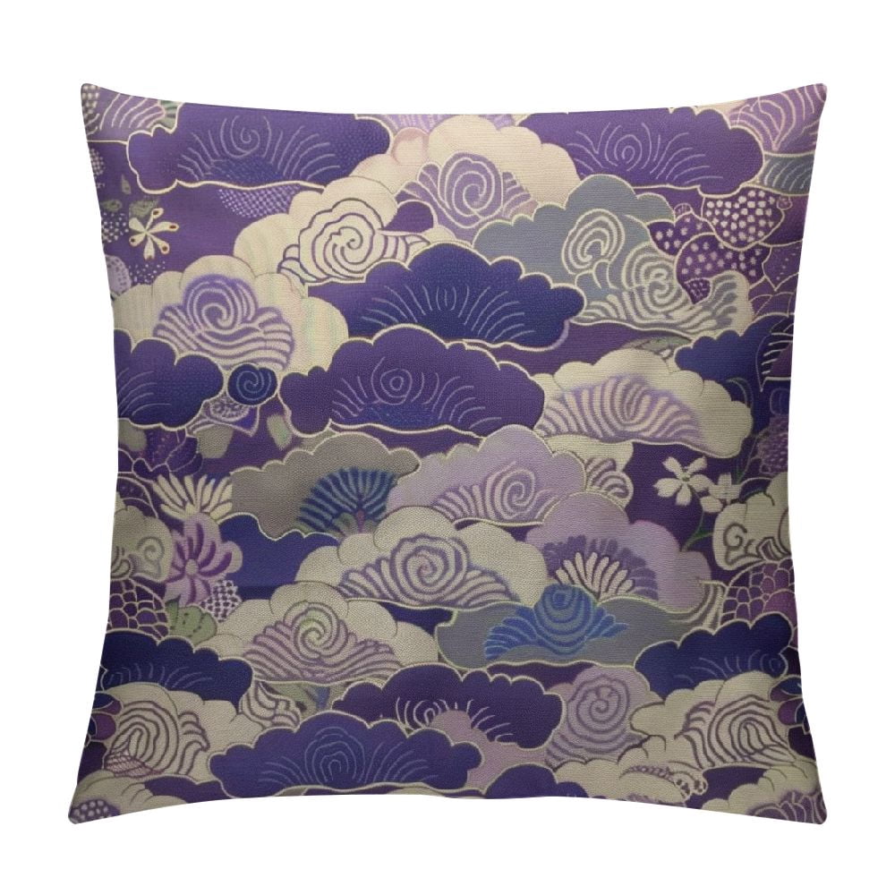 Nawypu Fish Scales Throw Pillow Cover Japanese Sakura Flower Wave ...