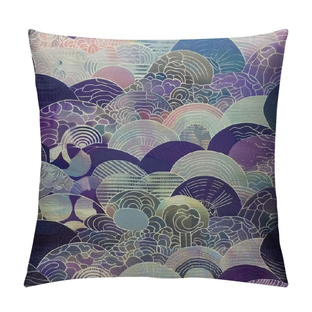 Nawypu Fish Scales Throw Pillow Cover Japanese Sakura Flower Wave ...
