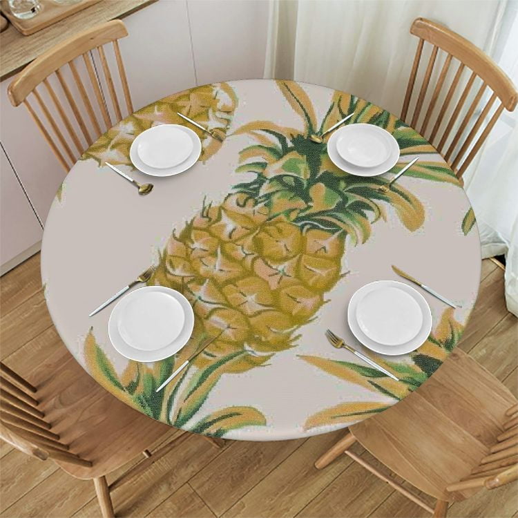 Nawypu Fitted Tablecloth for Round Table,Watercolor Abstract Pineapple ...