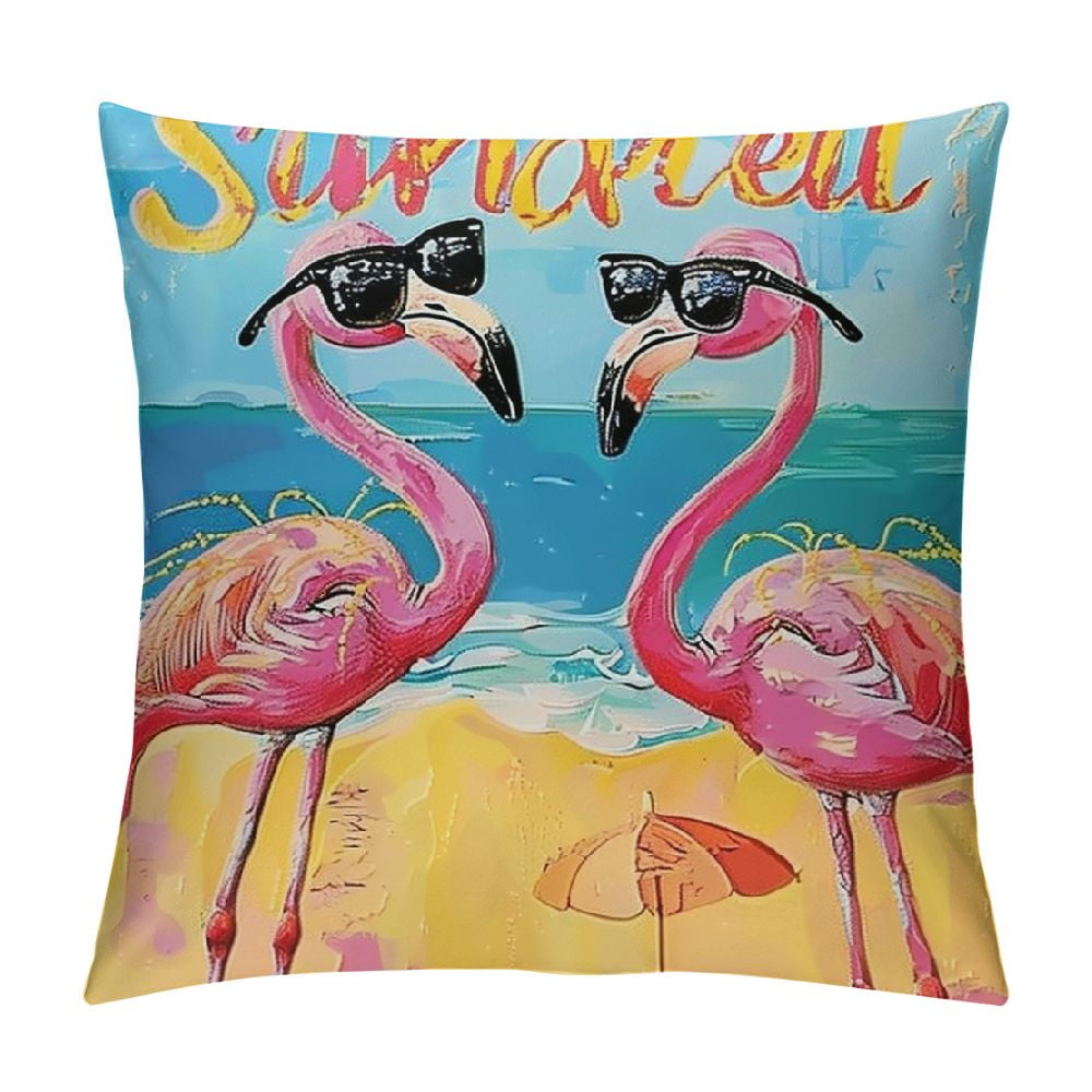 Nawypu Flamingo Tropical Pillow Covers Decorative Glass Lumbar Throw ...