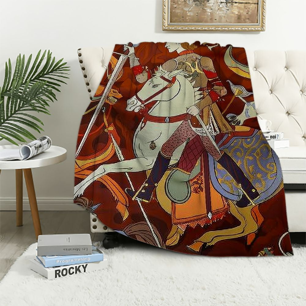 Nawypu Flannel Throw Blanket Heraldry Medieval Knight on Horse Ancient ...