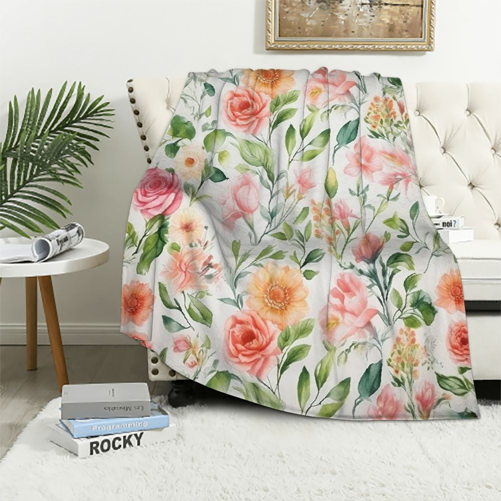 Nawypu Floral Blanket Flower Blanket Botanical Spring Flowers Blanket ...
