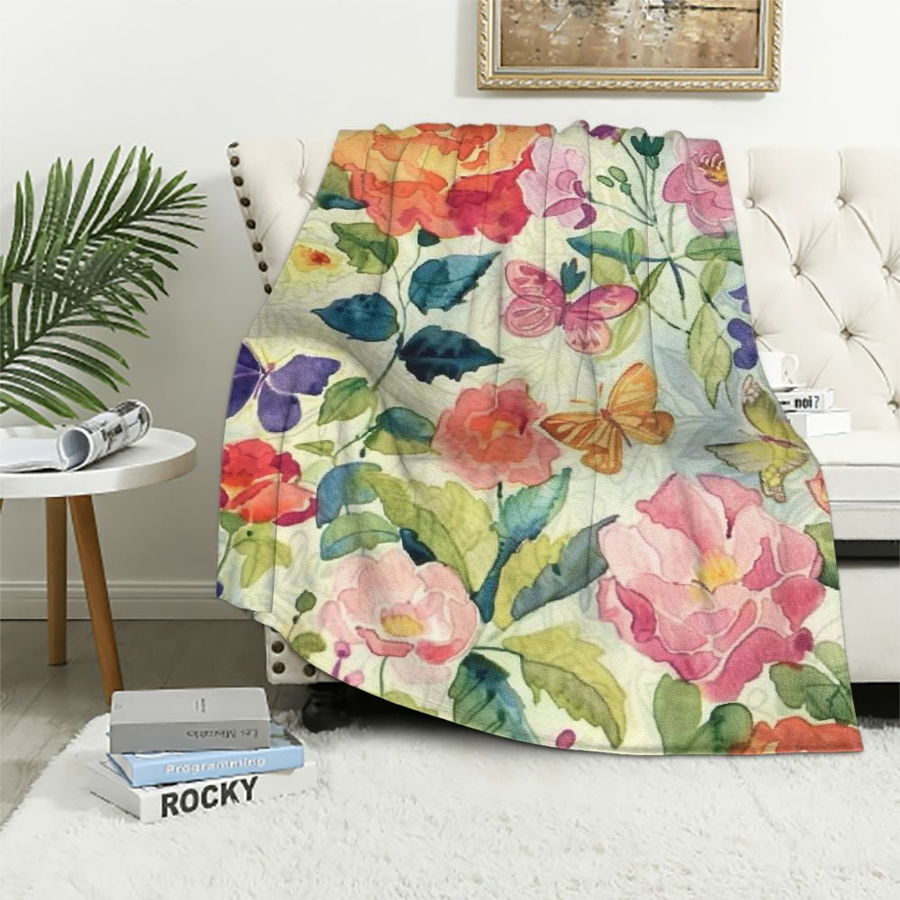 Nawypu Floral Blanket, Flower Blanket Botanical Spring Flowers Blanket ...