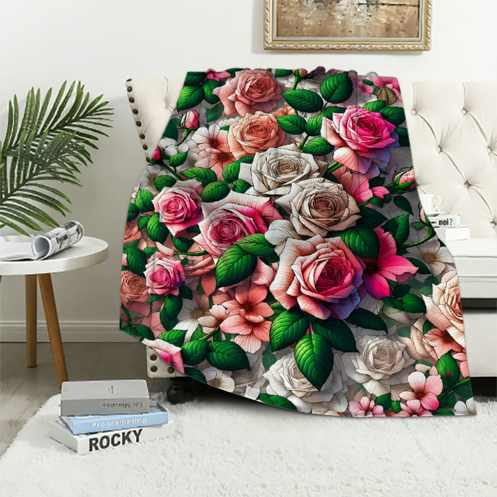 Nawypu Floral Blanket Flower Blanket Botanical Spring Flowers Blanket ...