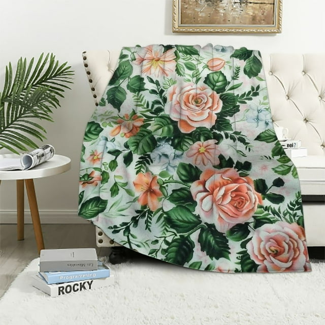 Nawypu Floral Blanket Flower Blanket Botanical Spring Flowers Blanket ...