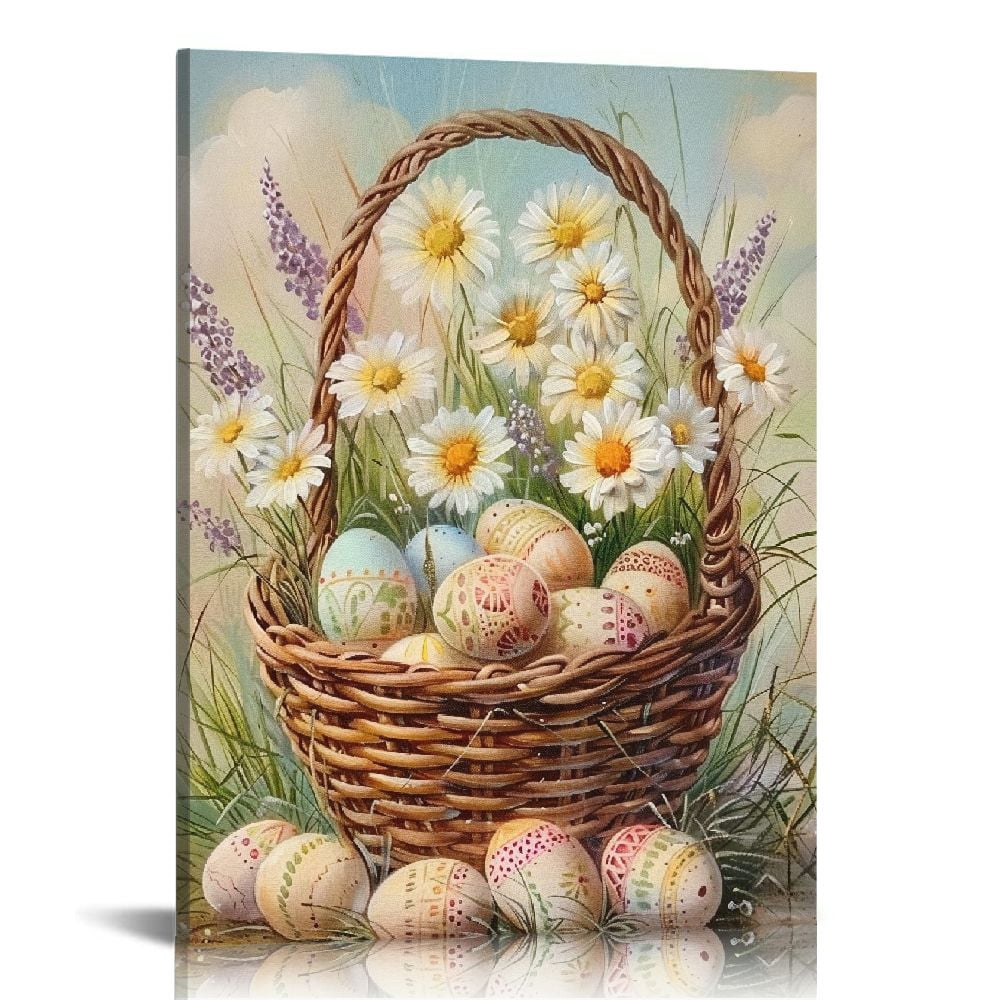 Nawypu Floral Easter Basket Easter Easter Wall Art Spring Print Easter ...