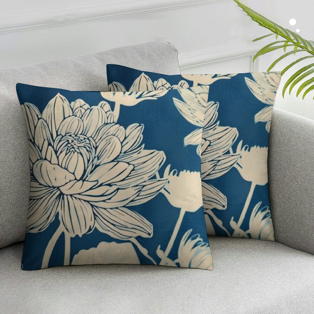 Nawypu Floral Lotus Blue Flower Pillow Cover,Flower Floral Lotus Blue ...
