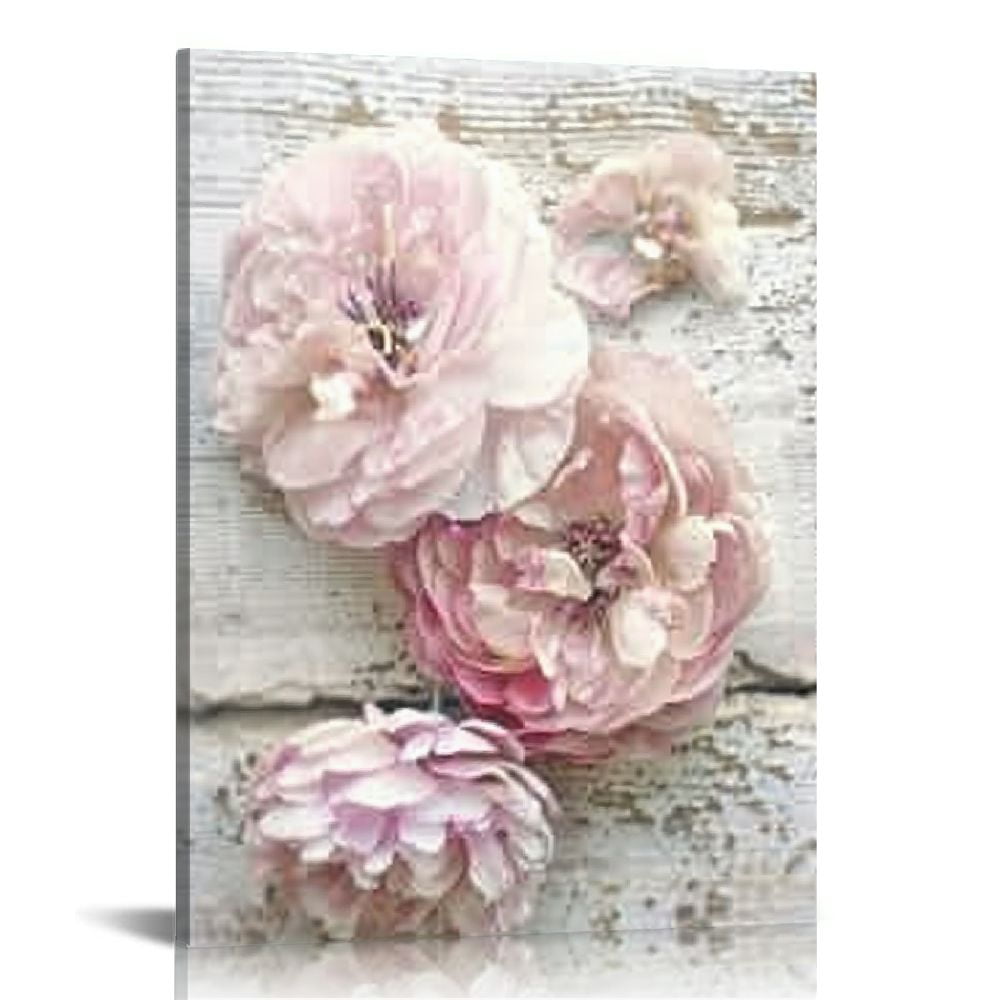 Nawypu Floral Picture Canvas Wall Art: Innocence Pink Peony Flower ...