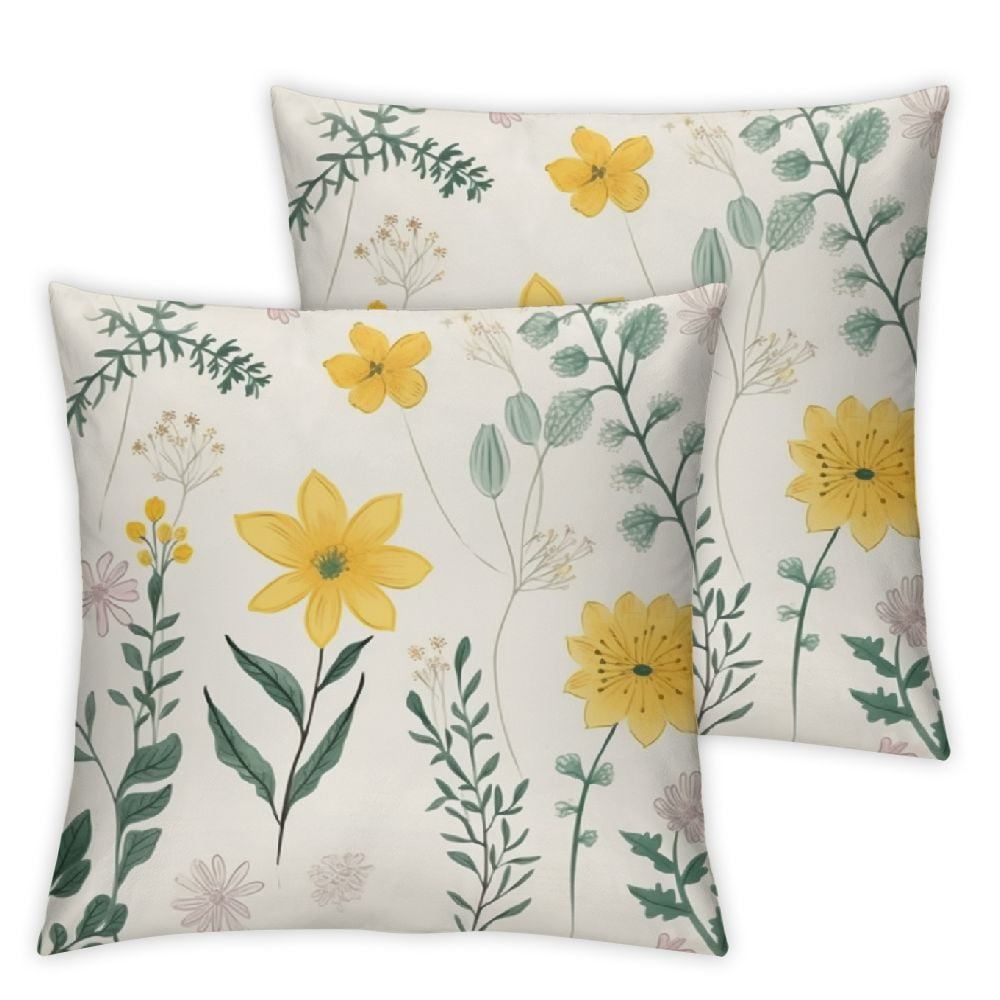 Nawypu Floral Pillow Covers Set of 2 Cute Botanical Print Vintage ...