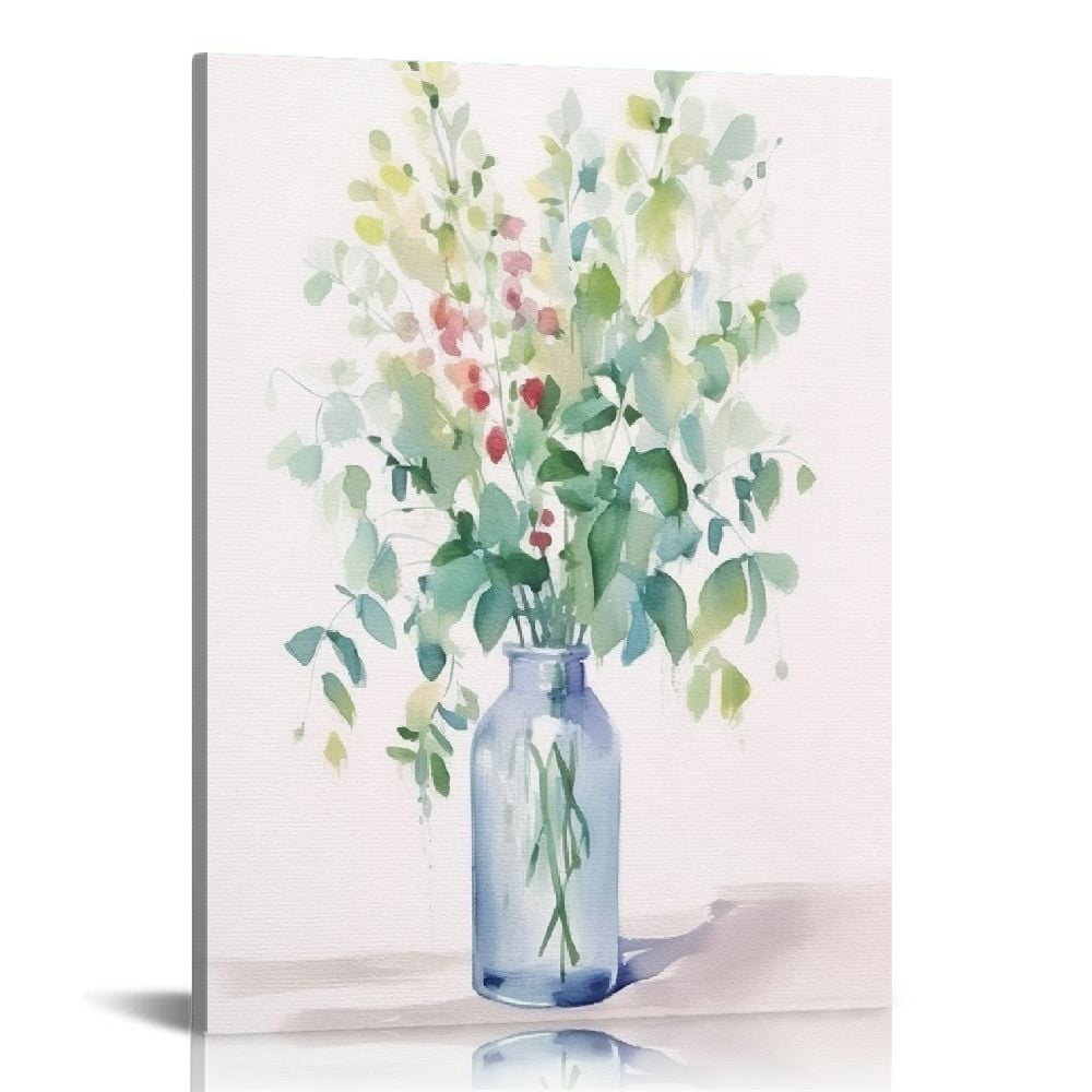 Awypu Flower Jar Still Life Green Blue Painting, Multi-Color - Walmart.com