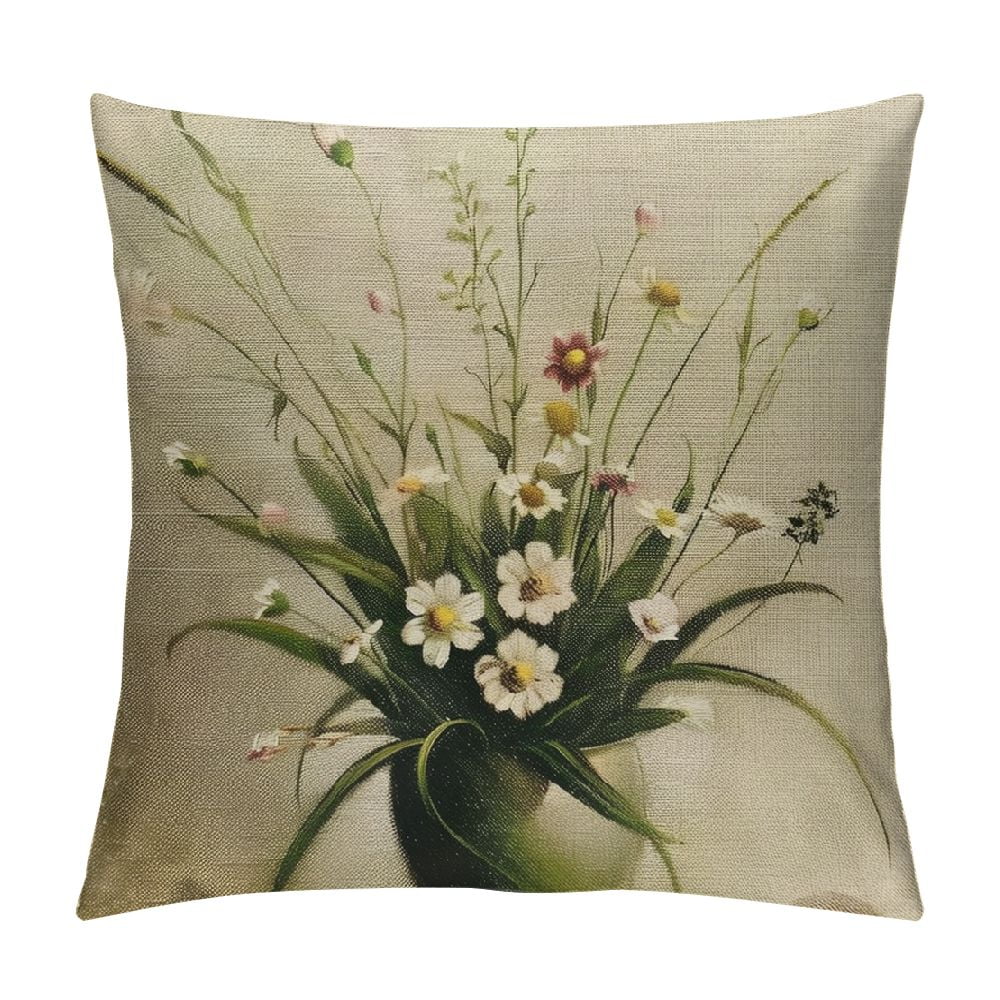 Nawypu Flower Trow Pillow Covers 18x18 Inch Spring Wildflower