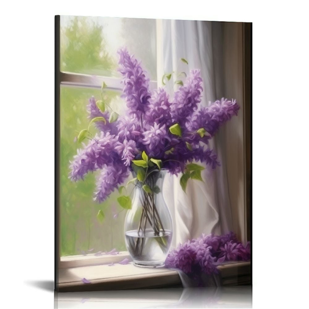 Nawypu Flower wall decor for bedroom,lavender wall art, vase purple ...