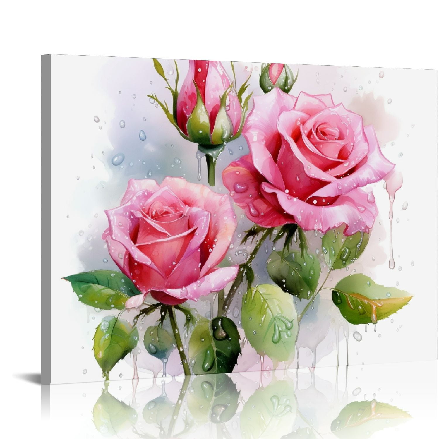 Nawypu Flowers Pictures Wall Decor Rose Wall Art Pink Floral Canvas ...