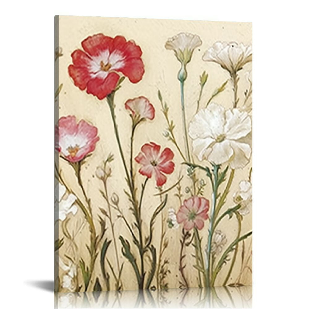 Nawypu Flowers Wall Art Pink White Floral Canvas Pictures Elegant ...