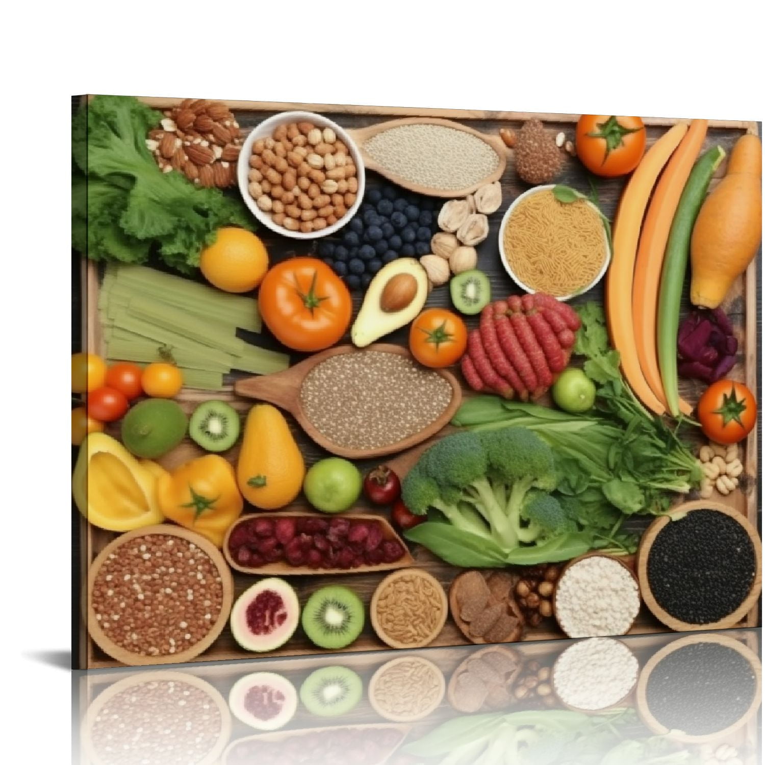 Nawypu Food Canvas Print Kitchen Wall Decor Healthy Food And Spices ...