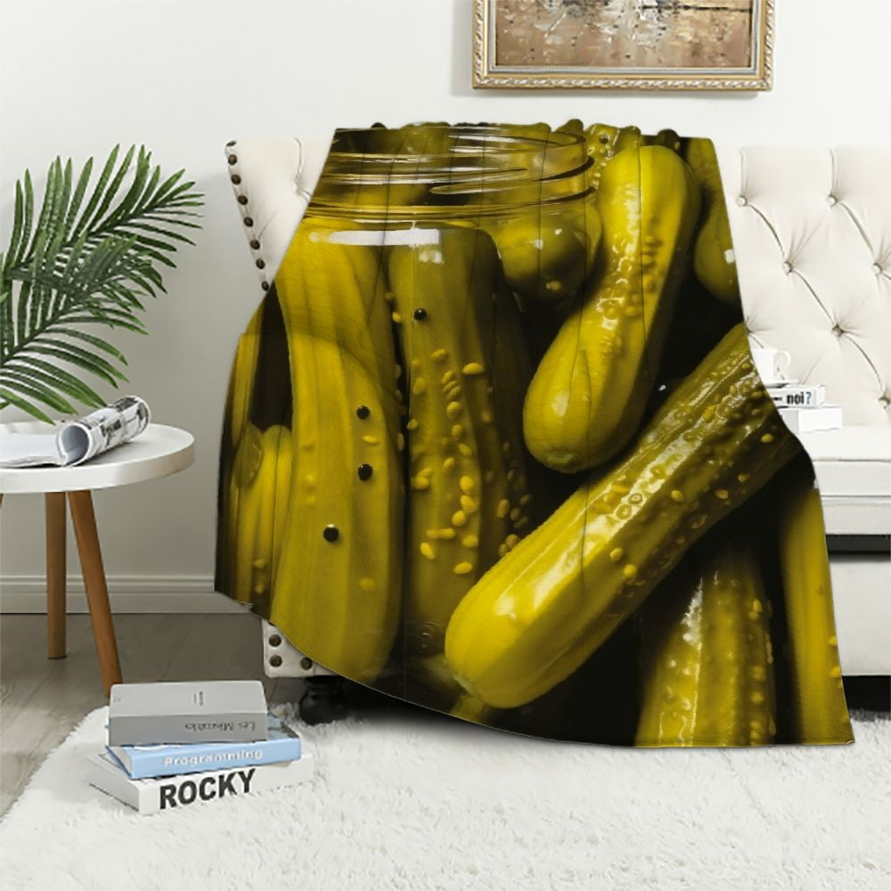 Nawypu Foodie Whole Pickles Pickle Print Throw Blanket Soft Cozy Fluffy ...