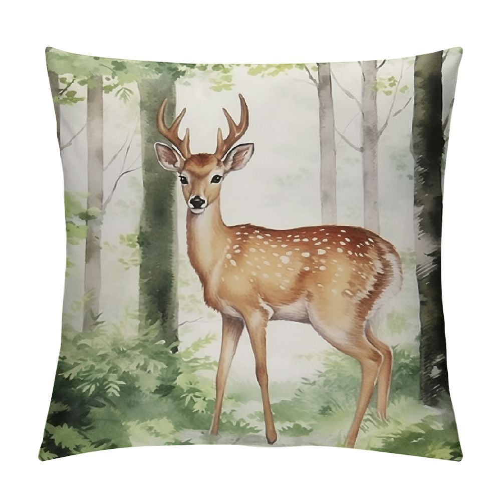 Nawypu Forest Animals Pillow Covers Deer Fox Rabbit Bear Decorative ...