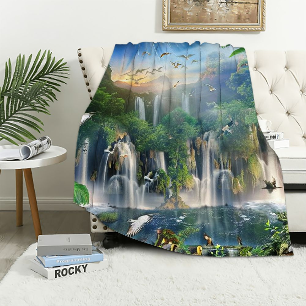 Nawypu Forest Falls Throw Blanket Wild Crane Super Soft Cozy Warm Plush ...