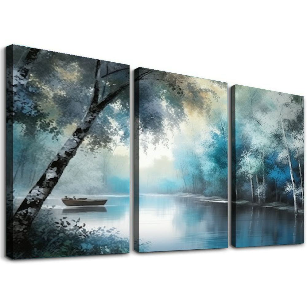 Nawypu Forest Wall Decor/Blue Canvas Prints/Botanical Plant Wall Art ...