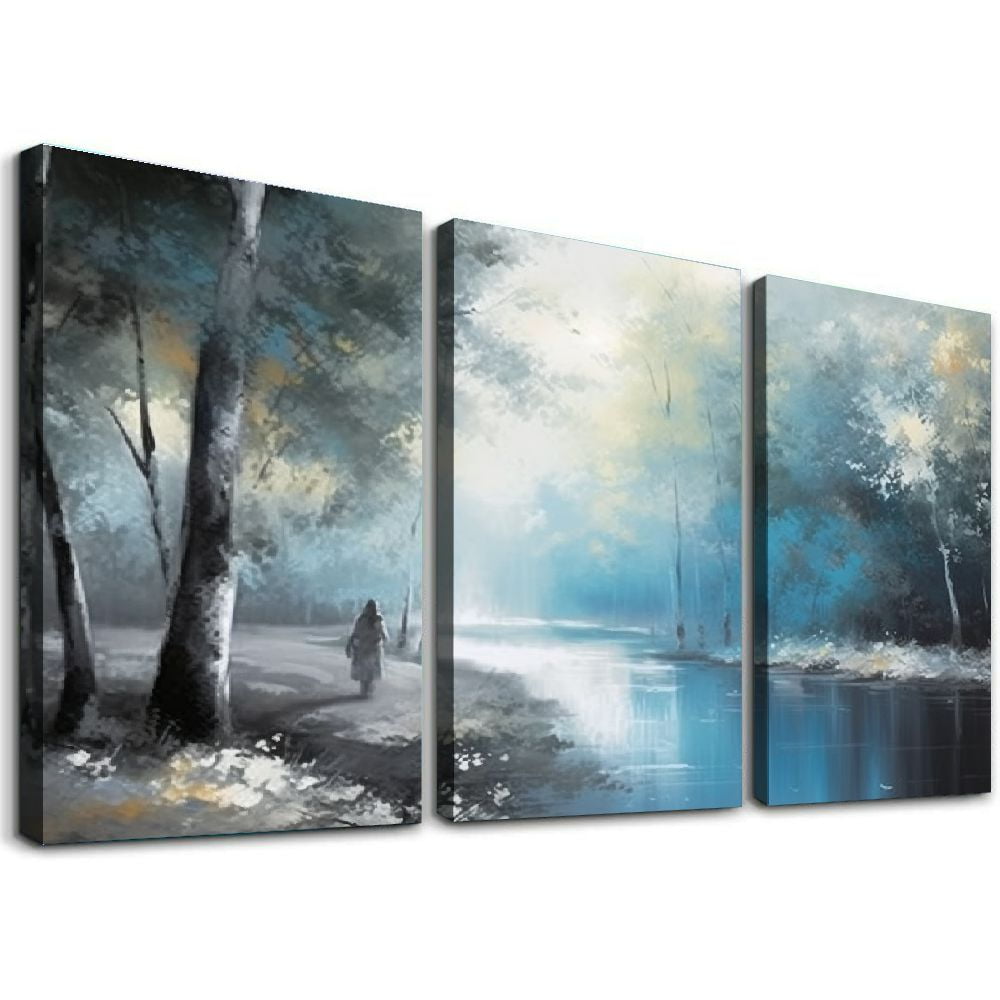 Nawypu Forest Wall Decor/Blue Canvas Prints/Botanical Plant Wall Art ...