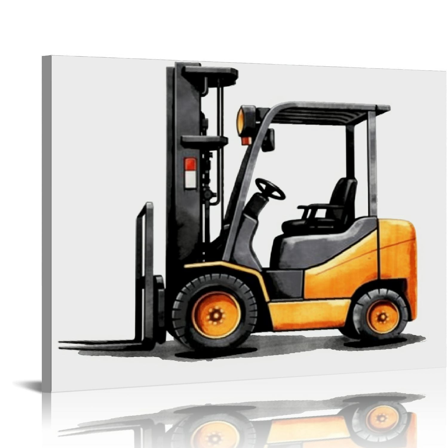 Nawypu Forklift Truck Print Watercolor Construction Lift Truck ...