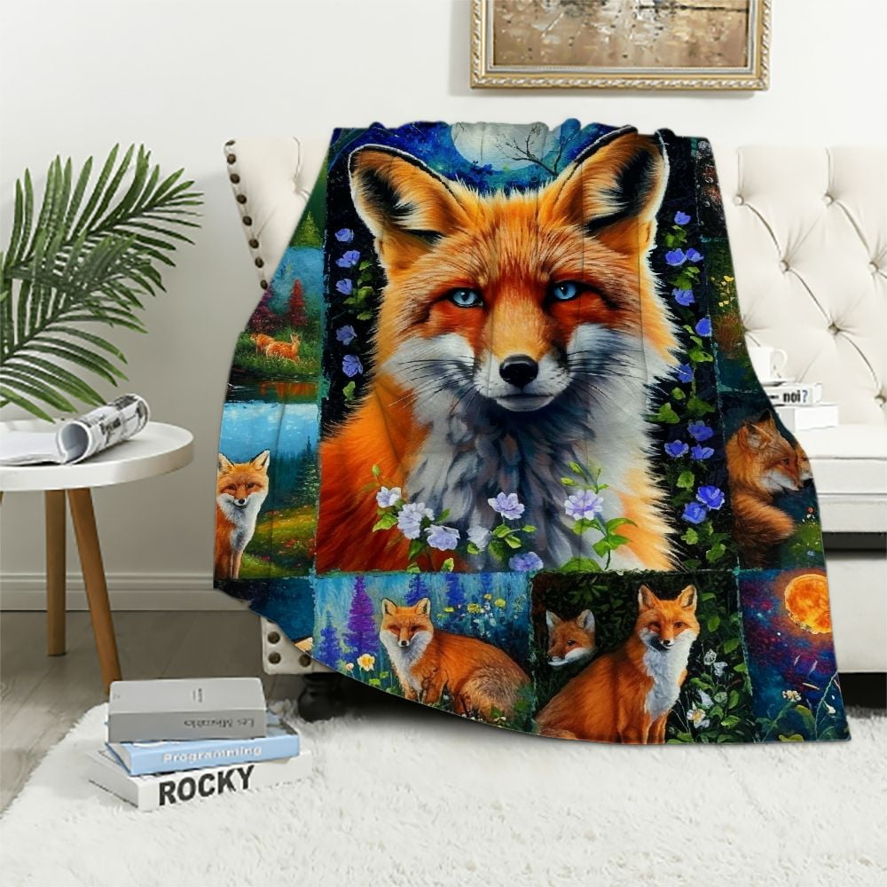 Nawypu Fox Blanket Gifts for Women Girls - Animals Throw for Kids ...