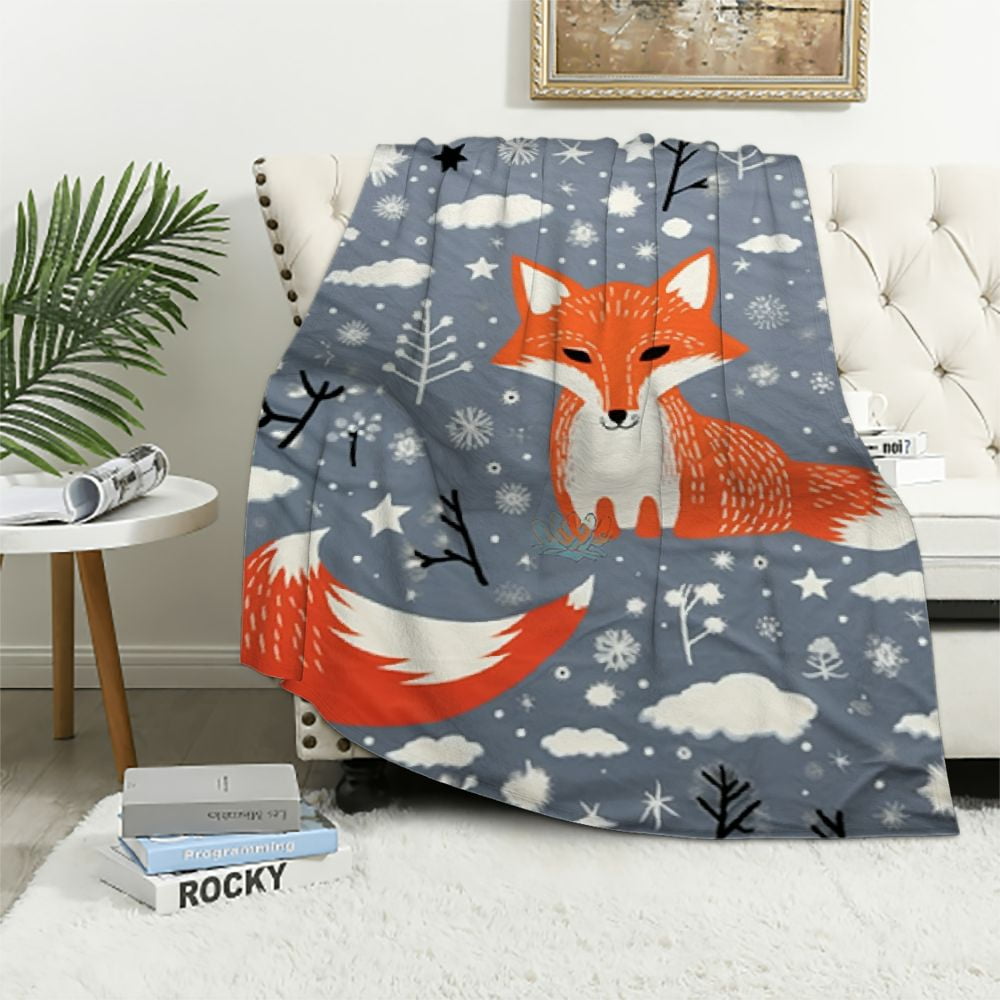 Nawypu Fox Blanket for Girls Boys, Cute Fox Pattern Throw Blankets for ...