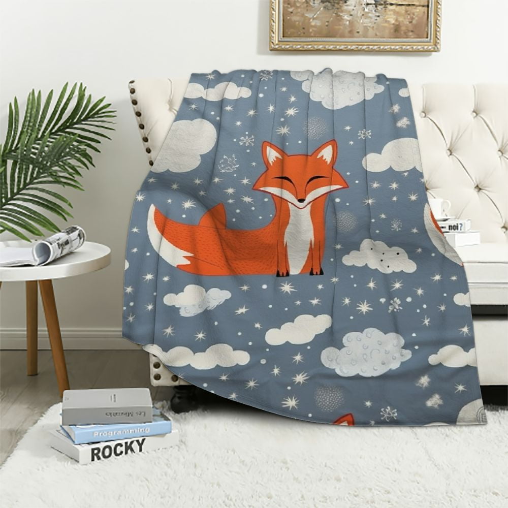 Nawypu Fox Blanket for Girls Boys, Cute Fox Pattern Throw Blankets for ...