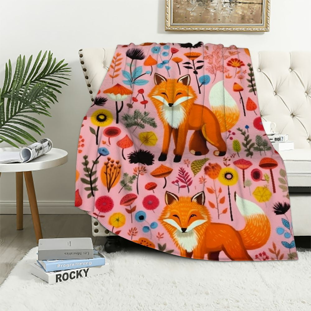 Nawypu Fox Blanket for Girls, Fox Gifts for Girls Kids Cute Pink Fox ...