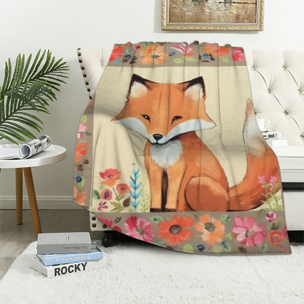 Nawypu Fox Blanket for Girls Women Cozy Fluffy Fox Stuff Decor Throw ...