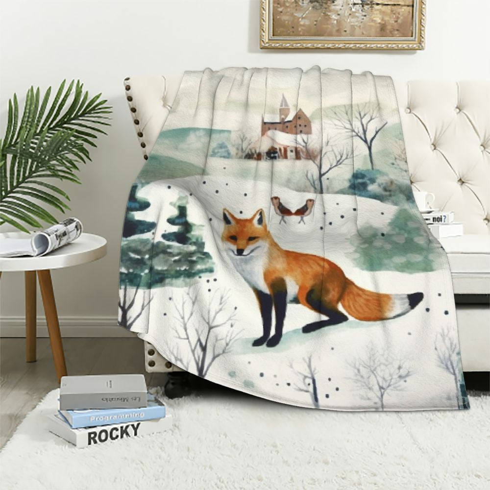 Nawypu Fox Blanket Super Soft Minky with Double Layer Dotted Backing ...