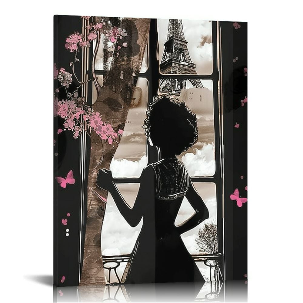 Nawypu Framed African American Wall Art Canvas Fashion Modern Black African Girl Queen Bathroom ...