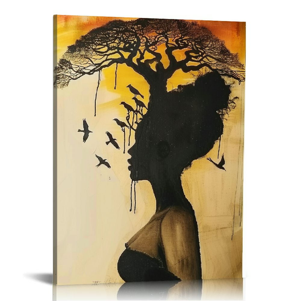 Nawypu Framed African American Wall Art Homesick African Woman Posters Canvas Painting Black ...