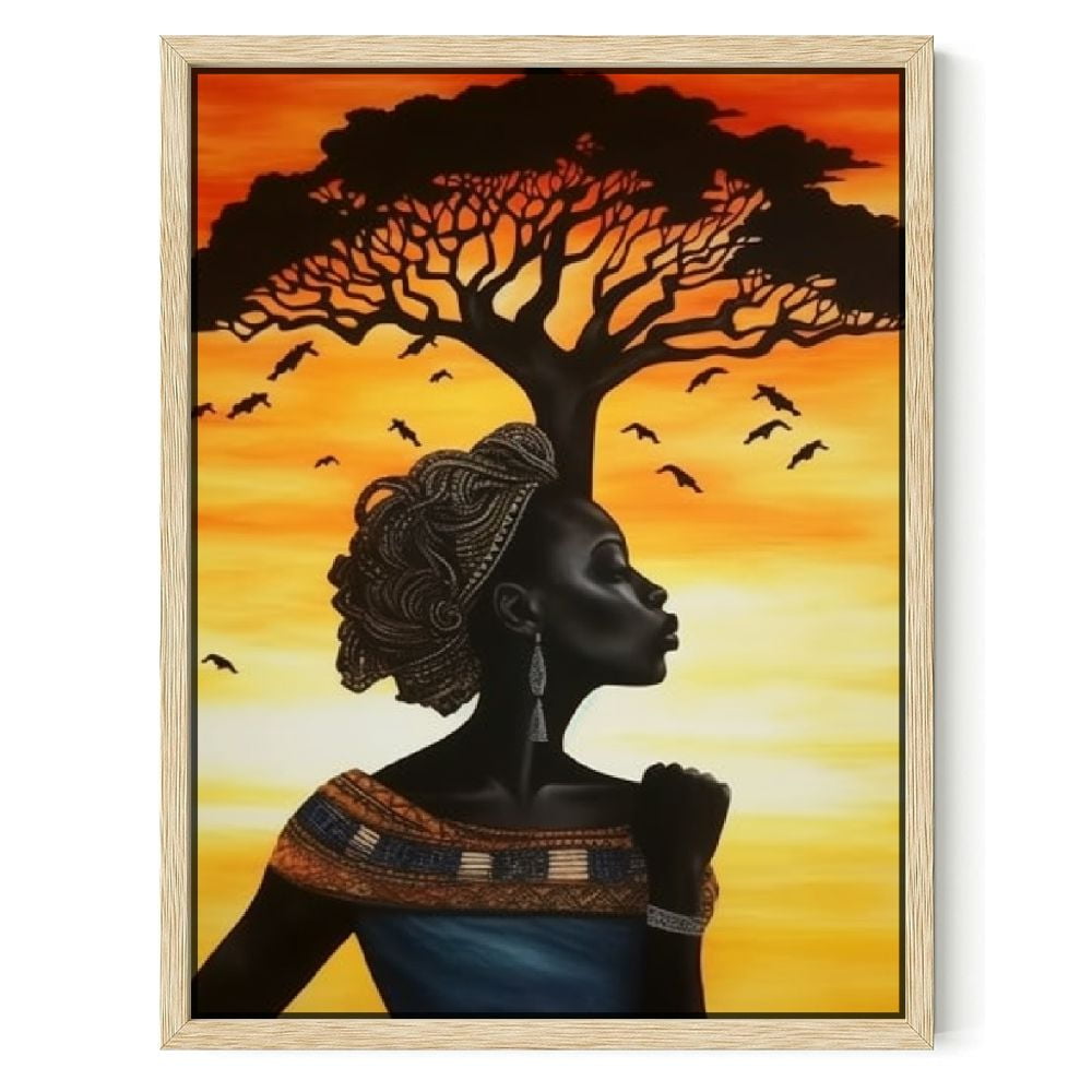 Nawypu Framed African American Wall Art Homesick African Woman Posters Canvas Painting Black ...