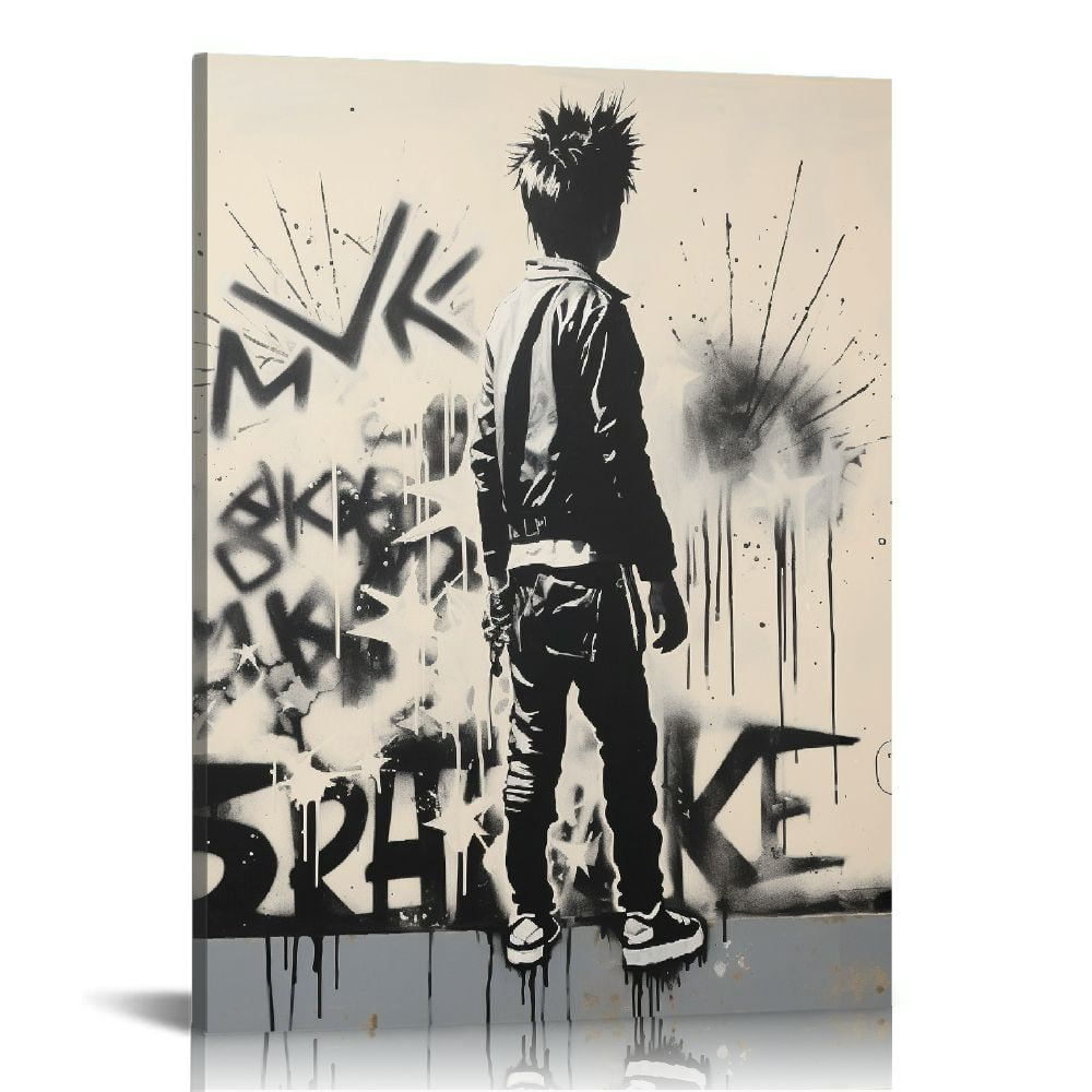 Nawypu Framed Banksy Street Graffiti Wall Art Decor Large Abstract ...