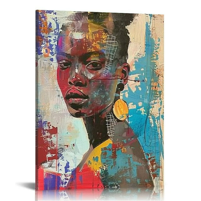 Nawypu Framed Black Woman Wall Art - Black Girl Print for Wall, Colored Black Girl Wall Decor ...