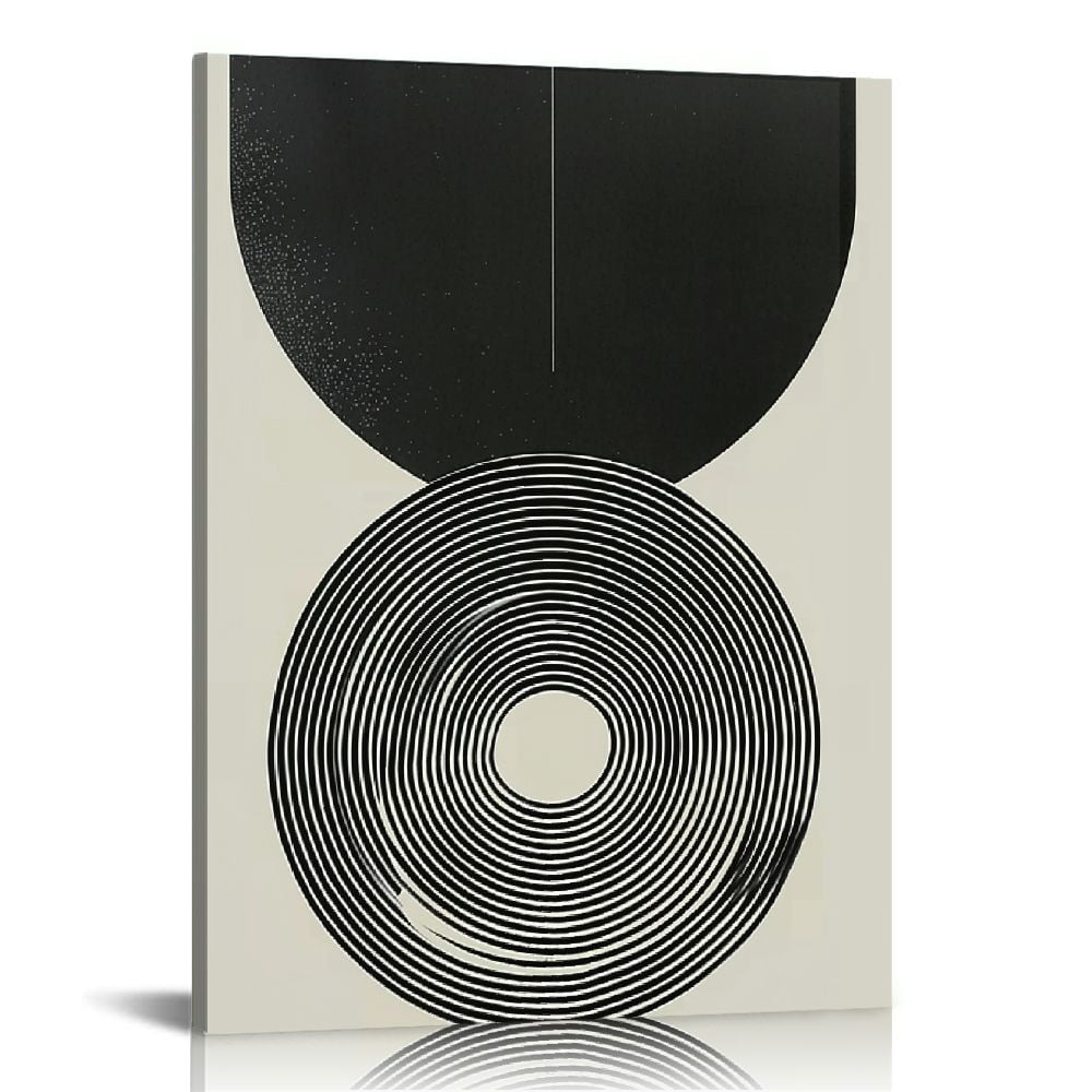 Nawypu Framed Canvas Print Wall Art Black Semi-Circle an Line Parabola ...