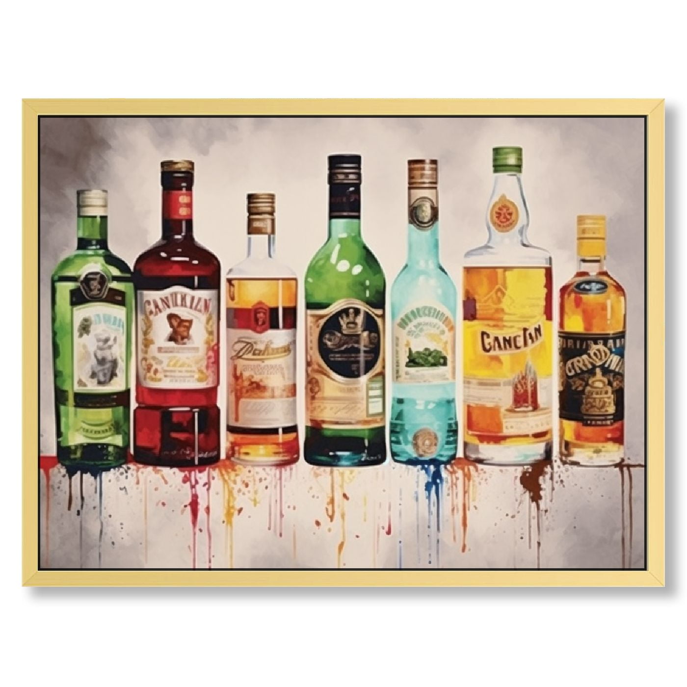 Nawypu Framed Canvas Print Wall Art Brown, Red & Green Watercolor Dot ...