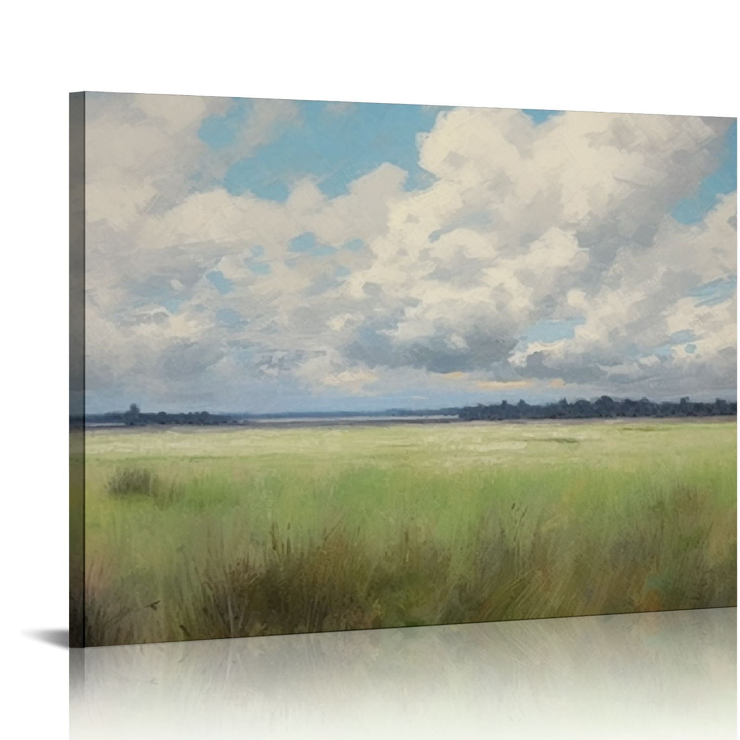 Nawypu Framed Canvas Print Wall Art Pastel Watercolor Country Field ...