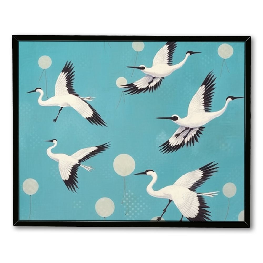 Nawypu Framed Canvas Print Wall Art Preppy Room Decor Teal Sky Flying ...