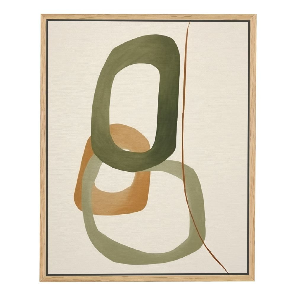 Nawypu Framed Canvas Print Wall Art Retro Gold Sage Green Gray ...