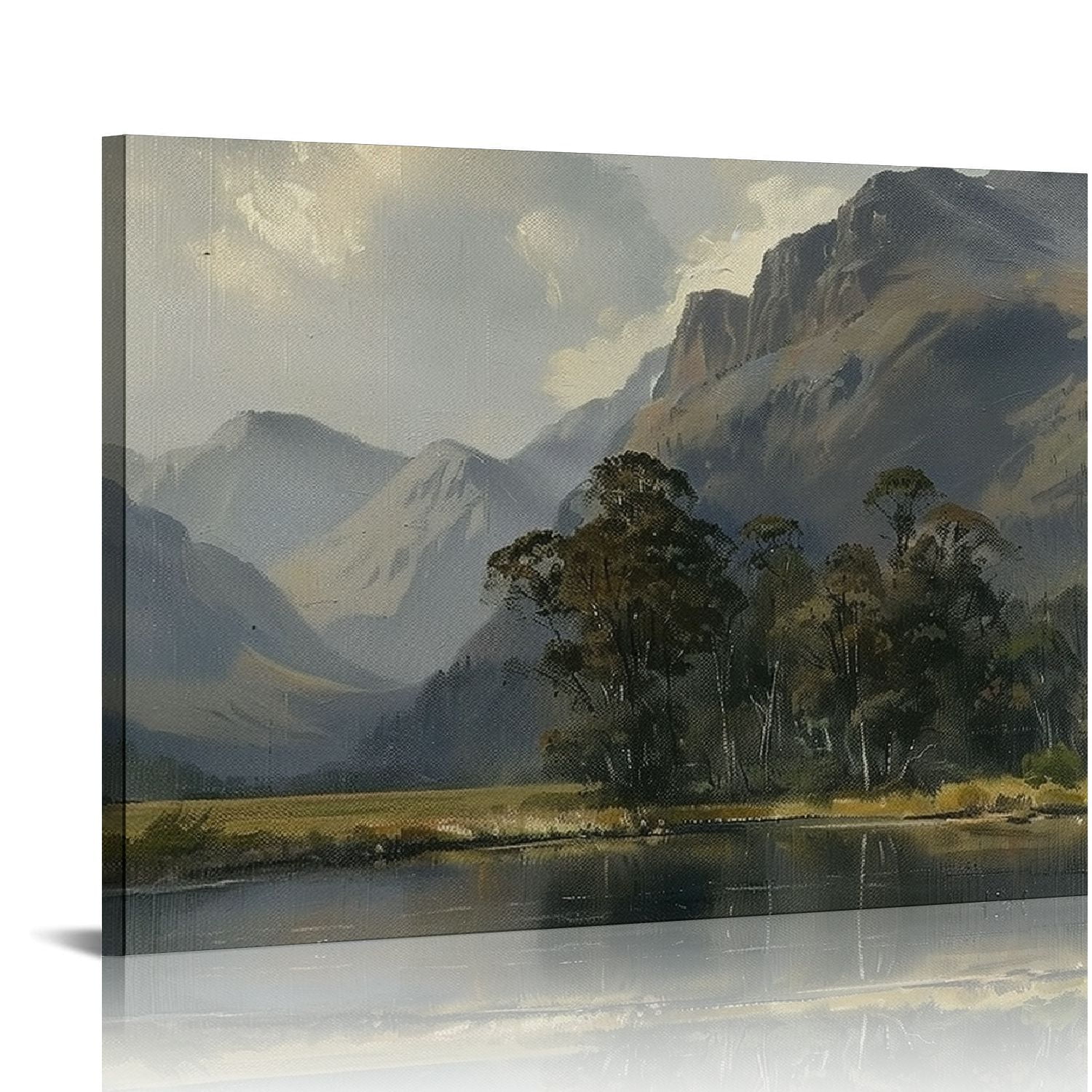 Nawypu Framed Canvas Print Wall Art Rustic Country Mountain Range ...