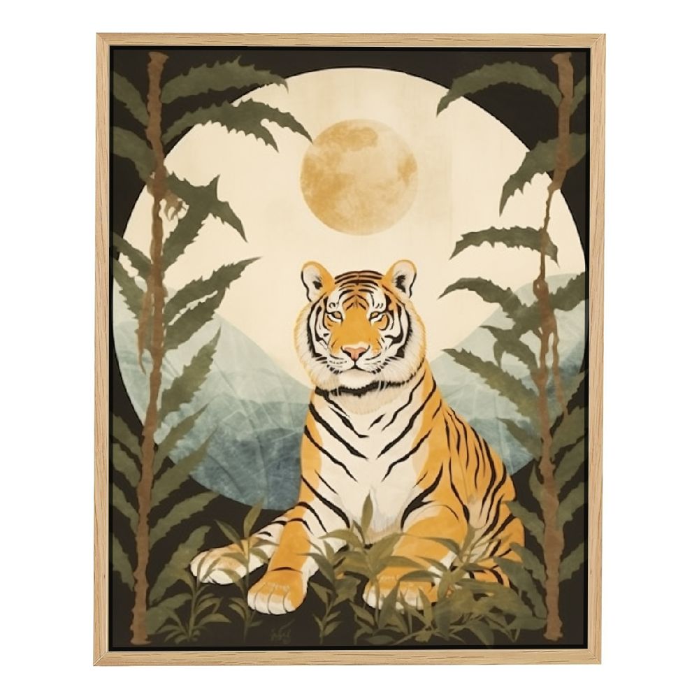 Nawypu Framed Canvas Print Wall Art Set Indian Bengal Tiger Tropical ...